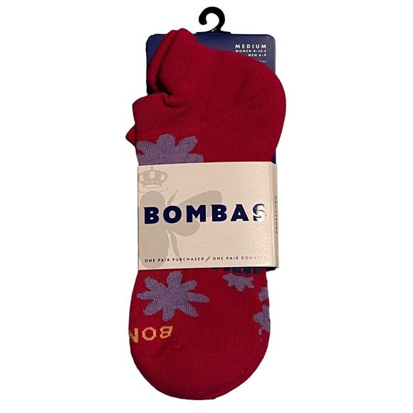 Bombas Accessories Bombas Socks Unisex Medium Womens 85 Mens 69 Red Purple Floral One Pair